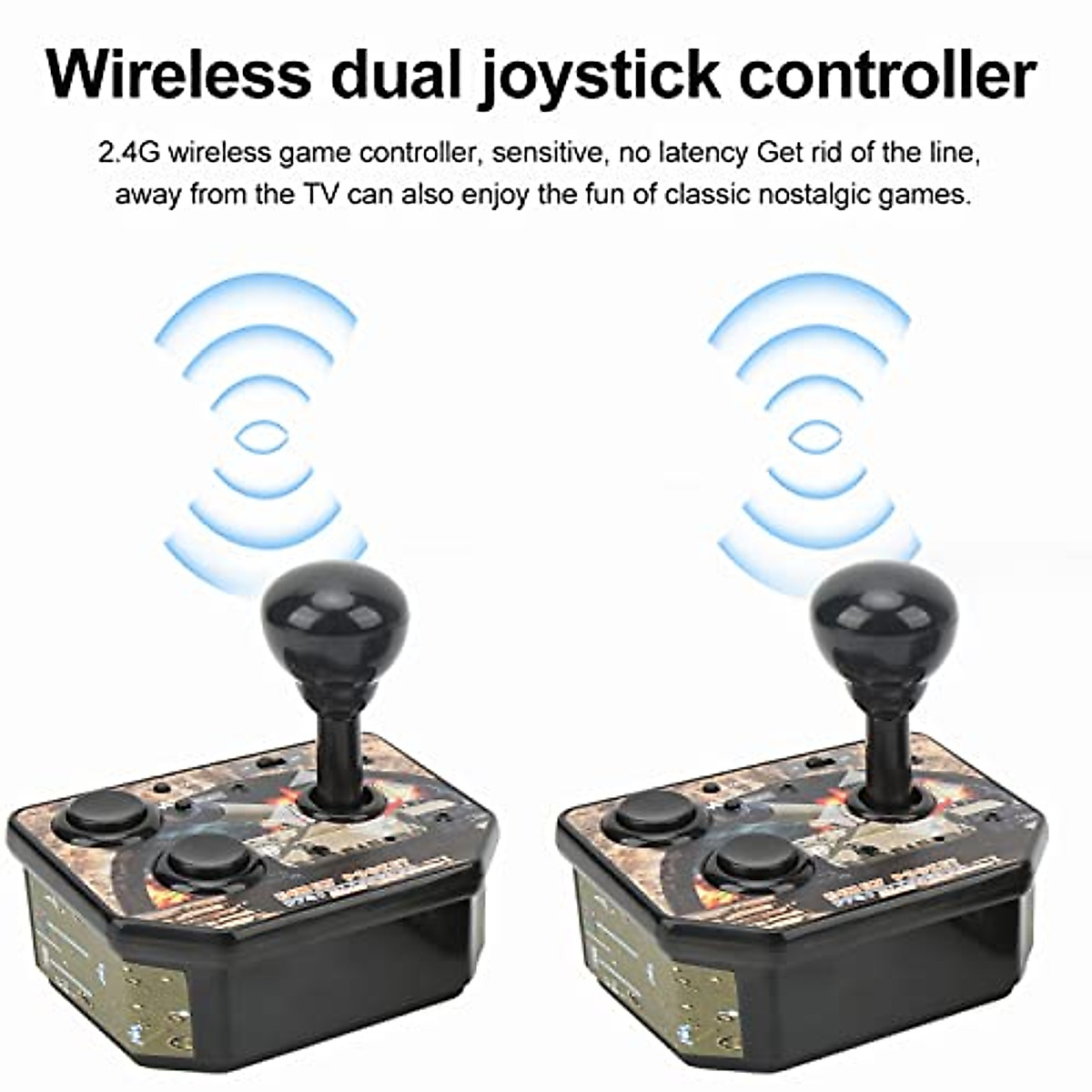 Luqeeg Double Joystick Game Console, Handheld Game Console Arcade Game Console with Various Classic Games Double Player Joystick Game Controller Gaming System, Plug & Play (Black)