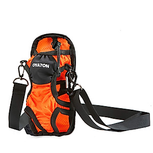 OYATON Water Bottle Holder with Adjustable Shoulder Strap, Portable Bottle Carrier Sling Bag Folds into Pouch for Easy Storage, Perfect for Walking, Hiking, Yoga, Gym, Kayaking and Travel (Orange)