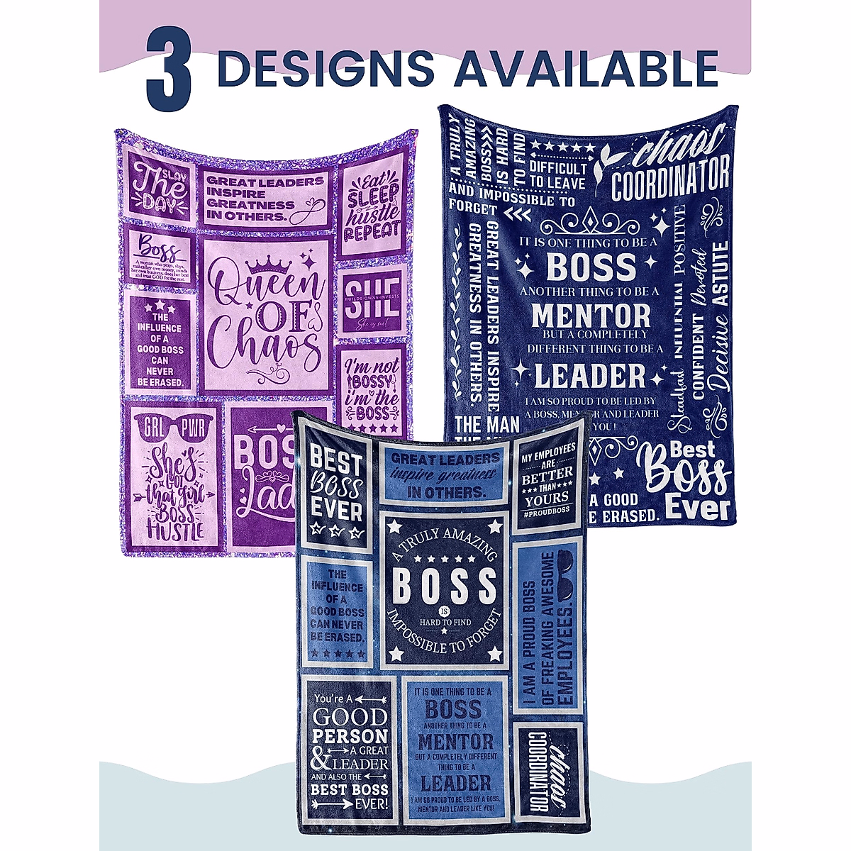 Boss Gifts from Employees, Bosses Day Gifts for Men, Bed Flannel Plush Throw Blankets (50"x 65") Christmas Office Gift Idea on Boss Day, Birthday, Appreciation, Retirement, Mentor Leader-Blue