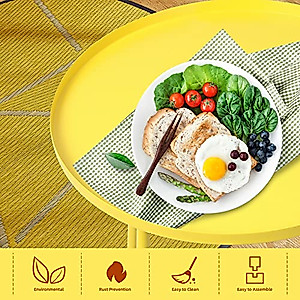 Babion Outdoor Side Tables, Small Round Metal Side Table, Weatherproof Metal End Table for Patio, Yard Balcony, Garden, Porch, Bedside (Yellow)