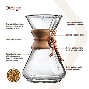 Chemex Classic Series, Pour-Over Glass Coffeemaker, 10 Cup - Exclusive Packaging