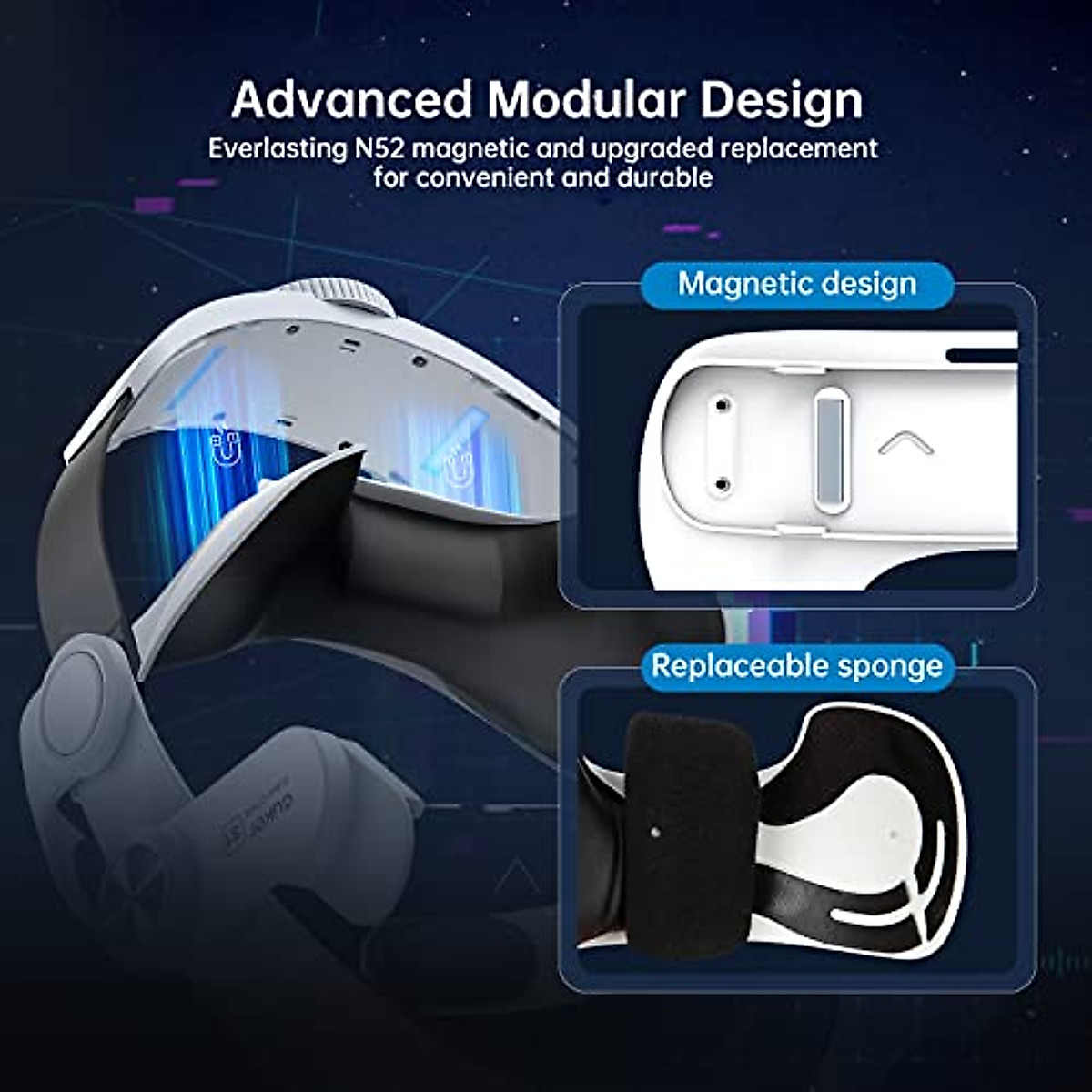 Head Strap for Oculus Quest 2, Euker Replacement Elite Strap for Meta Quest 2 VR Headset Headband Super Soft Pad to Reduce Face Pressure Lightweight 0.45lb Adjustable Head Strap Accessories
