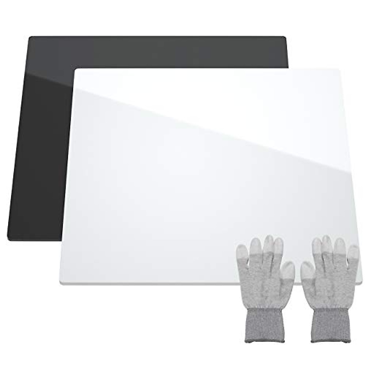 NIUBEE Acrylic Reflective Display Board for Product Photo Background Shooting Tables Props (12x12 Inch, Black + White)