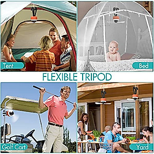 Portable Camping Ceiling Fan with Lights and Remote, 8000mAh Rechargeable Battery Powered Fan with 3 Speeds, Small Tent Fan with Flexible Tripod, USB Outdoor Fan for RV Gazebo Travel Patio Umbrella