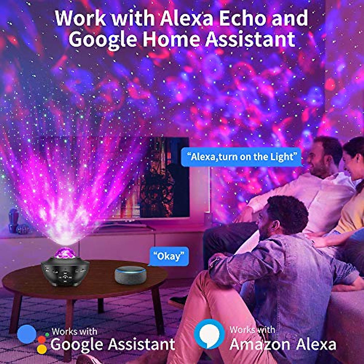 Galaxy Projector, Star Projector Galaxy Light for Bedroom, Freely Customize with APP / Alexa / Google Assistant, Built in Bluetooth / Music Speaker / Timer, Ideal Gift for Christmas / Birthday
