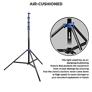 Flashpoint 13' Blue Color Coded Pro Air Cushioned Heavy Duty Light Stand for Photography, Lightwight, Portable and Durable Photography Light Stand Tripod is Suitable for Pro Photography