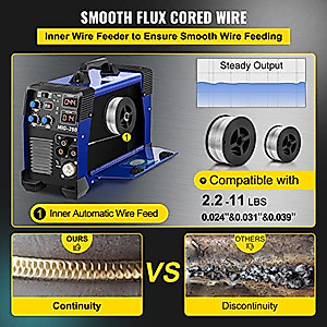 VEVOR MIG Welder, 3 in 1 Welder Welding Machine, 250 Amp MIG TIG Arc Welder 110V 220V TIG Welder Lift ARC Welder Digital Display Combo Welding Machine MMA Stick IGBT DC Inverter Welder