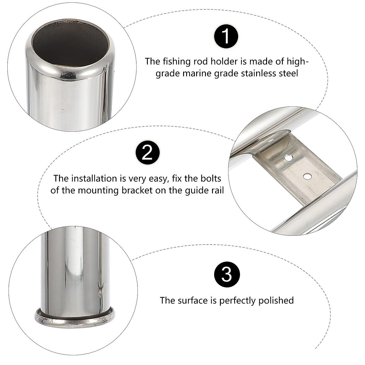 1 Set Double-Tube Fishing Pole Holder Stainless Steel Fishing Rod Stand Fishing Boat Accessory Fishing Rod Stand Fishing Pole Rack Stainless Steel Pole Holder Fishing Boat Accessory Fishing