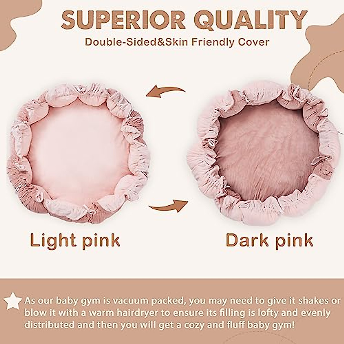 5-in-1 Thick Baby Gym & Ball Pit, Plush Play Gym, Tummy Time Mat, Dog Bed, Cat Bed, Pet Mat, Activity Gym & Play Mat from Baby to Toddler, Pet Cushion, Convertible Stage-Based Developmental, Pink