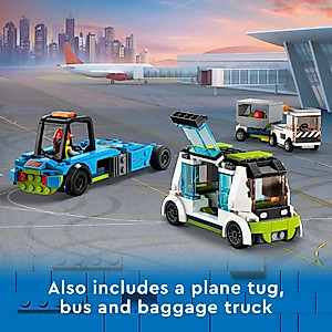 LEGO City Passenger Airplane 60367 Building Toy Set; Fun Airplane STEM Toy for Kids with a Large Airplane, Passenger Bus, Luggage Truck, Container Loader, and 9 Minifigures