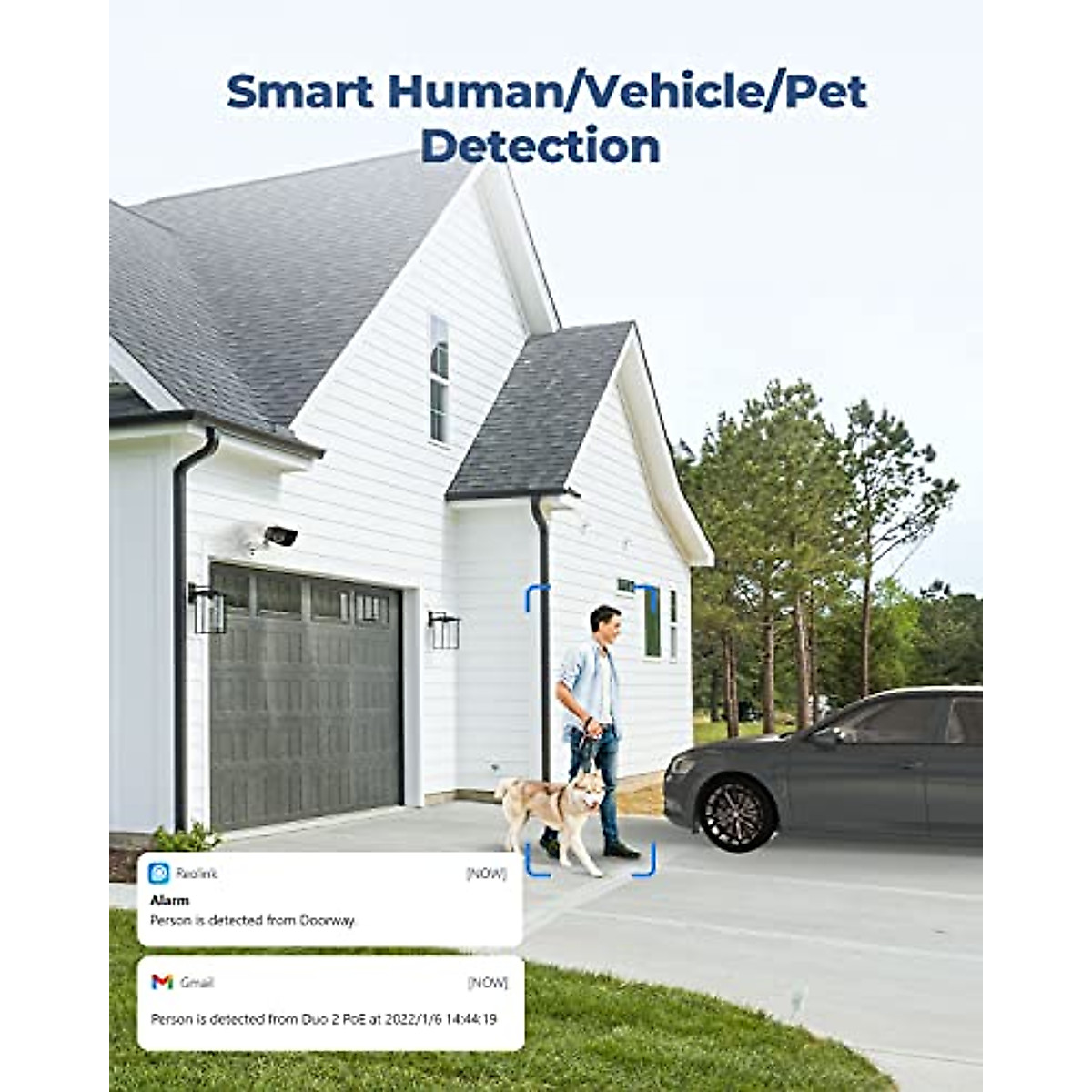 REOLINK 4K PoE Security Camera System, Home Outdoor IP Camera in 180 Degree Viewing Angle, 2022 Stunning New Released, Human/Vehicle/Pet Detection, Color Night Vision, Two Way Talk, Duo 2 PoE