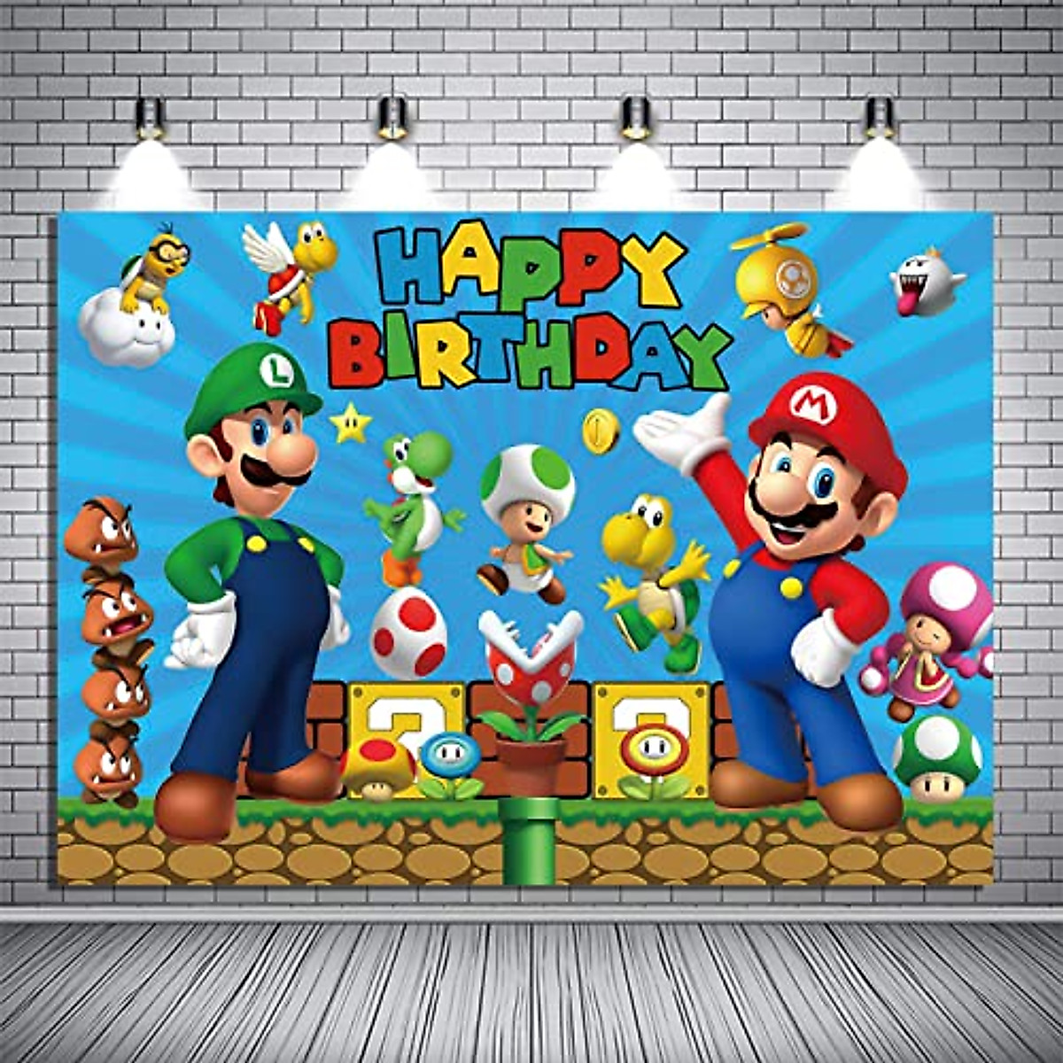 8x6ft Cartoon Coin Video Game Happy Birthday Theme Photography Backdrops Children Boys Birthday Party Decor Supplies Cake Table Decor Kids Shoot Photo Backgrounds Props