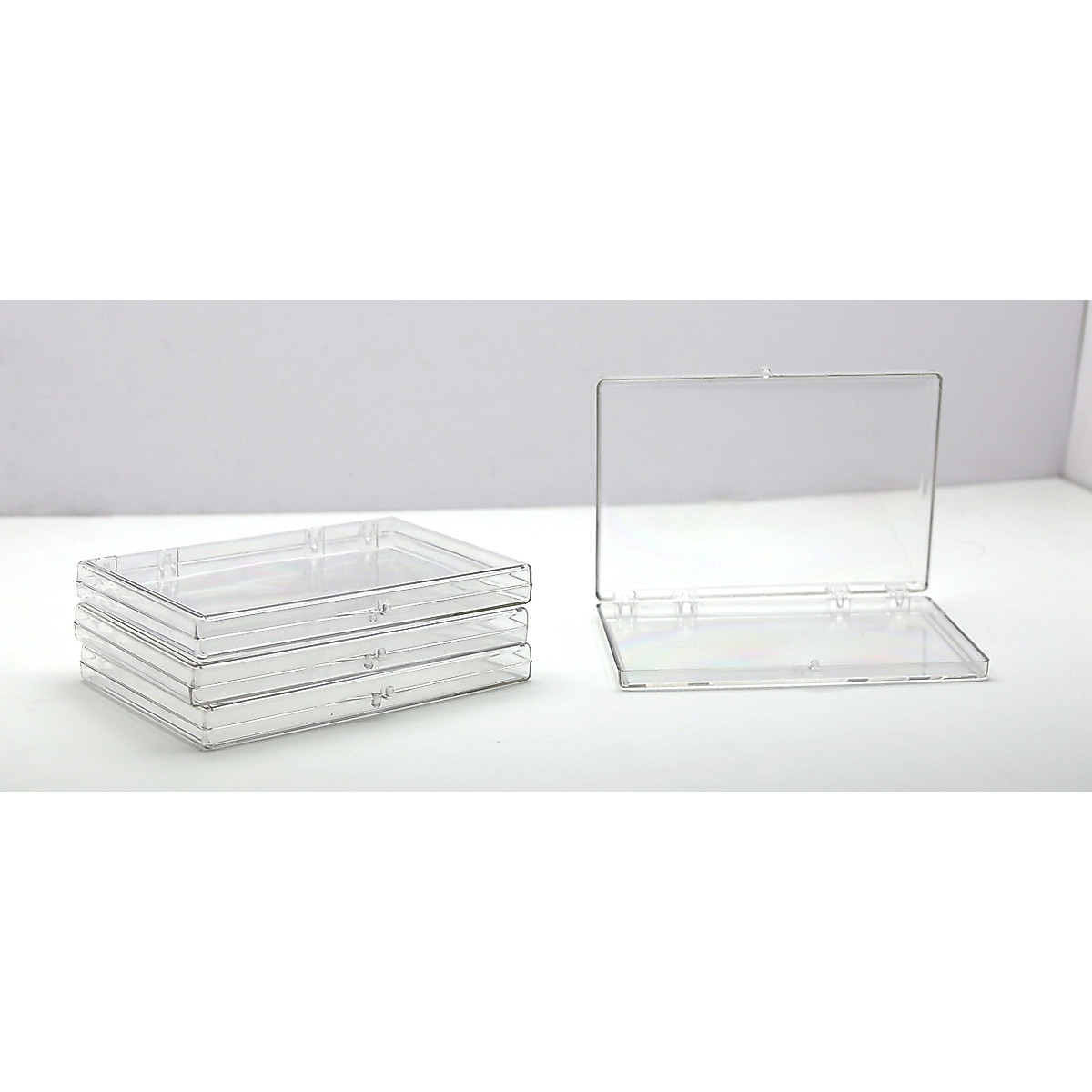 Clear Hinged Plastic Box 6" L x 4" W x 1/2" H - 4 Pieces Per Pack
