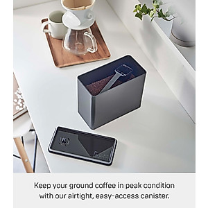 Yamazaki Home Airtight Canister, Vacuum Sealed Ground Coffee Storage Container | Polypropylene, One Size, Black