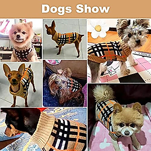 Classic Plaid Dog Turtleneck Sweater for Small Dog Pullover Knitted Sweater Pet Winter Warm Clothes Outfits for Poodle Puppy Cat Kitten Coffee Color (XXX-Large, Classic Plaid Style)