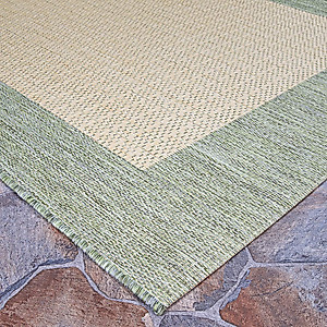 Couristan Recife Checkered Field Indoor/Outdoor Area Rug, 5'3" x 7'6", Natural-Green