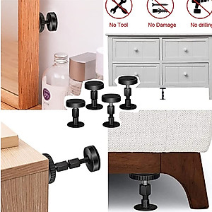 OUKEYI 2 Pieces of Adjustable Threaded Bed Frame Anti-Shake Tool,Headboard Stoppers，Bed stoppers ，Wall Bed headboard Anti-Shake Fixer for Beds Cabinets Sofas, 30-68mm (Black)