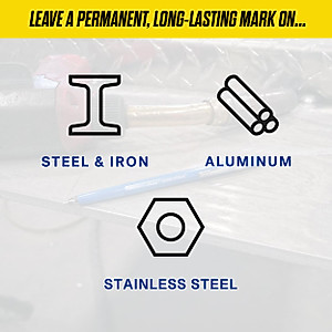 Markal 96107- Markal Silver-Streak Refillable Mechanical Holder With 6 Silver Highly Visible Reflective Lead Refills, Built-in Sharpener, 1 Click Advance -Ideal for Metal Layout & Fabrication Work