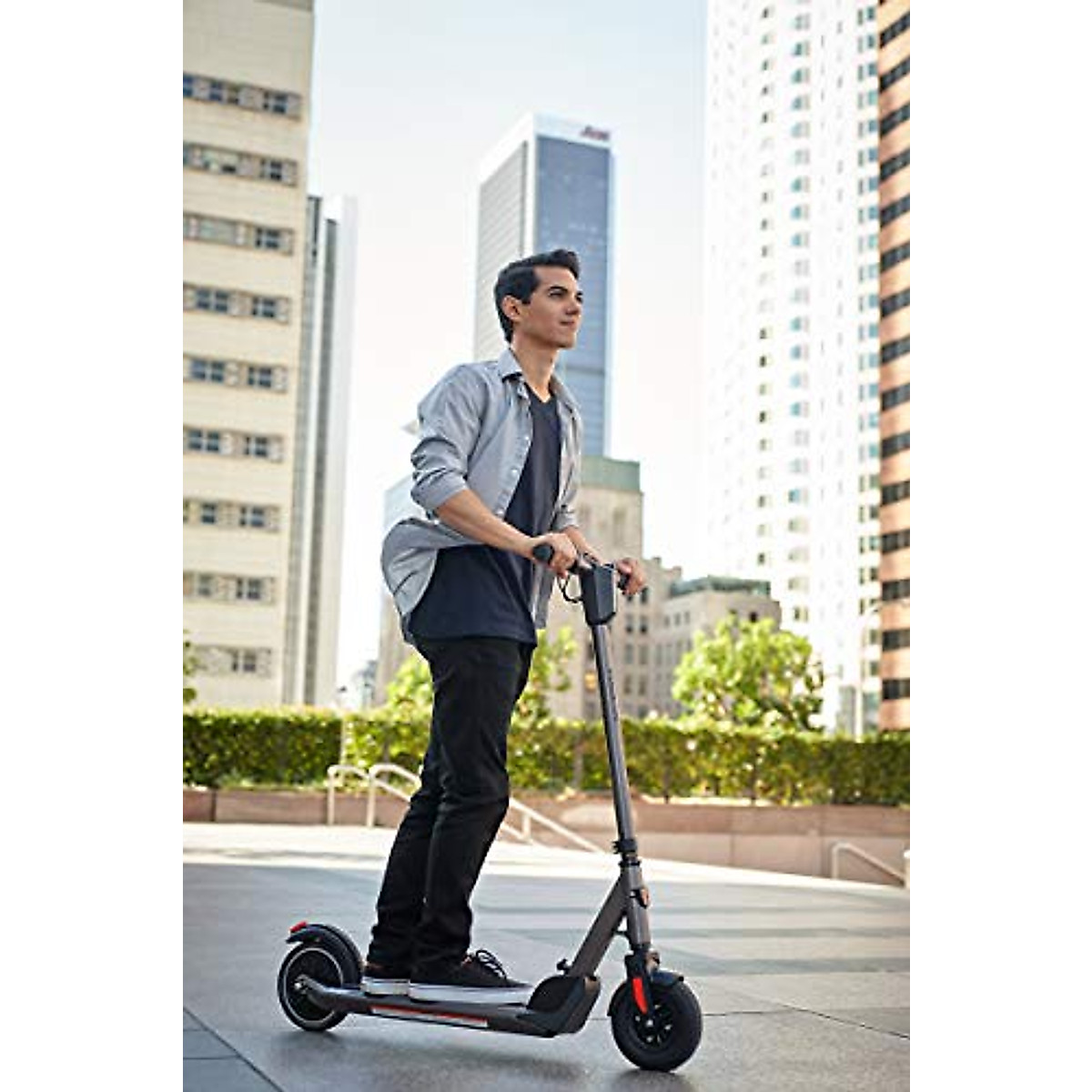 Razor E Prime III Electric Scooter - 18 mph, 15 Mile Range, 8" Pneumatic Front Tire, Foldable, Portable and Extremely Lightweight, Rear Wheel Drive, for Travel and Commuting