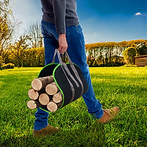 Sharellon Log Firewood Carrier Bag, Heavy Duty Wood Log Carrier Bag, Durable Canvas Log Carrier Tote Bag, Fireplace Wood Stove Accessories for Carrying Wood at Home or Camping