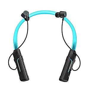 DECWIN Neckband Wearable Wireless Headphones,Bluetooth LED Light Show Earphones,Night Running LED Headphone with Mic TF Music Waterproof