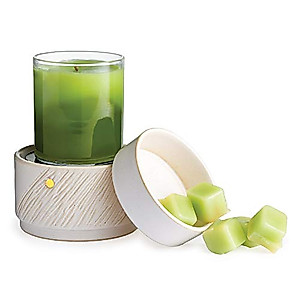 CANDLE WARMERS ETC 2-in-1 Deluxe Candle and Wax Fragrance Warmer with LED Light and Auto Shut Off for Timed Candle Warming, White Aspen