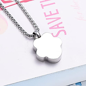 ADENLA Free Engrave Pet's Name - Dog Paw Stainless Steel Cremation Urn Necklace for Ashes Keepsake Memorial Jewelry,1