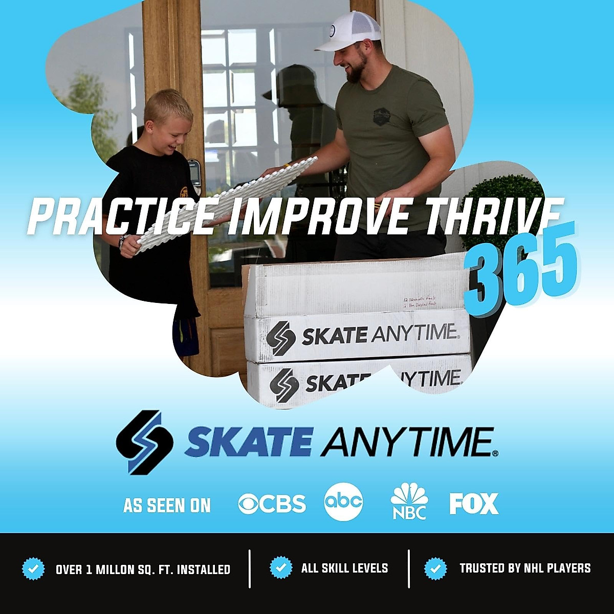 Skate Anytime - Synthetic Ice for Hockey - Skateable Artificial Ice Tiles - Backyard Ice Rink - Expandable (Skateable Synthetic Ice for Hockey Training, Deluxe Starter Kit (20 Panels) 60 sq ft)