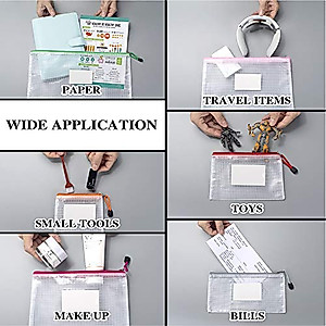 Sooez 20 Pack Plastic Zipper Pouches, 9 Sizes(Super Large A3 Included) Waterproof Mesh Zipper Bag, Zipper Mesh Pouch Plastic Document Pouch Organization Bag for School Office Home Travel Organize