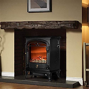 Electric Fireplace with Heater Electric Stove Fireplace Heater for Living Room with Realistic Burning Fire and Wood Frame Effect Easy to Move Indoor and Outdoor Use Black