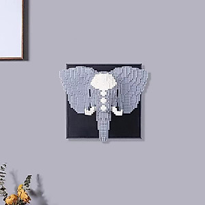 BDYDT Wall Art Elephant Building Blocks Set; A Wall Decor Set for Adults Who Love Creative Hobbies(1625 Pieces) Toys Gifts for Kid and Adult