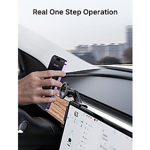 JSAUX Tesla Phone Mount, Mag-Safe Phone Holder Phone Stand 【Sturdy Base Designed】 Easy to Install, Only Compatible with Tesla New Model 3 2023/Y/S/X, iPhone 15/14/13/12 Series and Other Phone