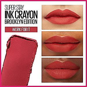 Maybelline Super Stay Ink Crayon Matte Longwear Lipstick Makeup, 140 Work for It, 0.04 oz