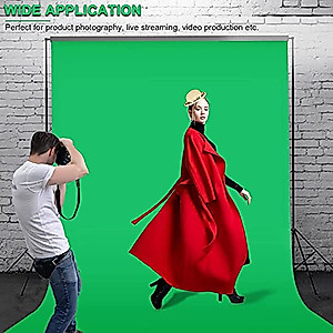 10 X 7 FT Green Screen Backdrop for Photography, Chromakey Virtual GreenScreen Background Sheet for Zoom Meeting, Cloth Fabric Curtain with 4 Clamps for YouTube Video Studio Calls Streaming Gaming VR