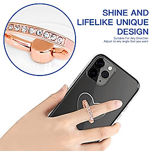 YINHEXI 2 Pcs Transparent Phone Ring Stand Holder Cell Phone Ring Holder Finger Grip 360 Degree Rotation (Rose Gold & Diamond-3)