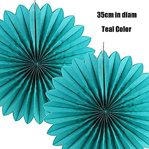 7Pcs Teal Purple Lavender Hanging Paper Fans Mermaid Birthday Under The Sea Party Little Girl Baby Shower Decorations (Purple Teal)