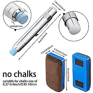 5 Pieces Aluminum Alloy Chalks Holder Silver Adjustable Teacher's Chalk Stick Holder Chalk Clip and 2 Pieces Magnetic Chalkboard Erasers for Office School Children's Painting Writing (No Chalks)