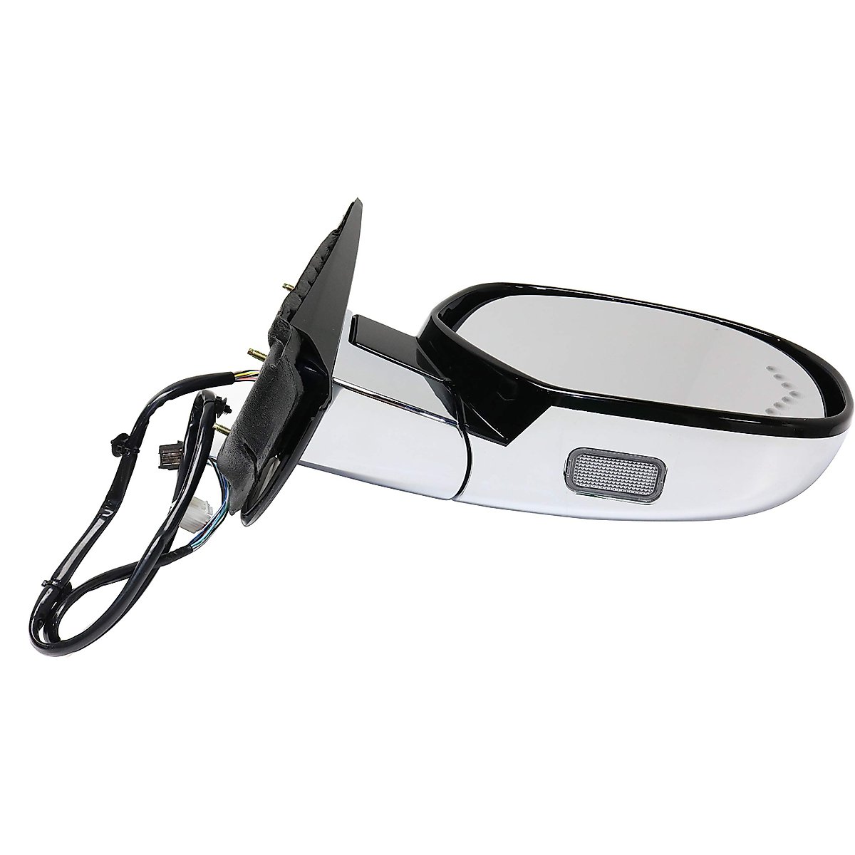 Kool Vue Driver & Passenger Side Power Heated Mirrors for Cadillac Escalade Escalade ESV 2007-2014 Power Fold With Signal Light, Memory & Puddle Lamp; Without Blind Spot Monitor Chrome