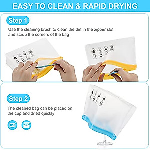 ElifeAcc Reusable Food Storage Bags , 8 Pack BPA FREE Stand up Freezer Bags Leakproof Upgrade Seal Food Grade PEVA Bags ,Reusable Zipper (Gallon Bags,Sandwich Bags, kids Snack Bags )Plastic FREE Lunch Bag