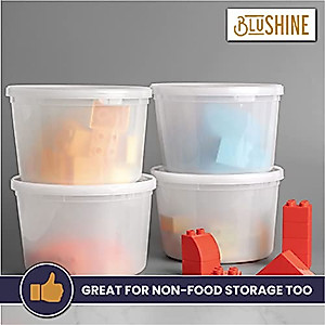 BluShine [12 Sets - 64 oz.] Plastic Deli Food Storage Containers with Airtight Leak Proof Lids - Washable And Reusable - Recyclable BPA-Free - Microwave, Fridge, and Freezer Safe