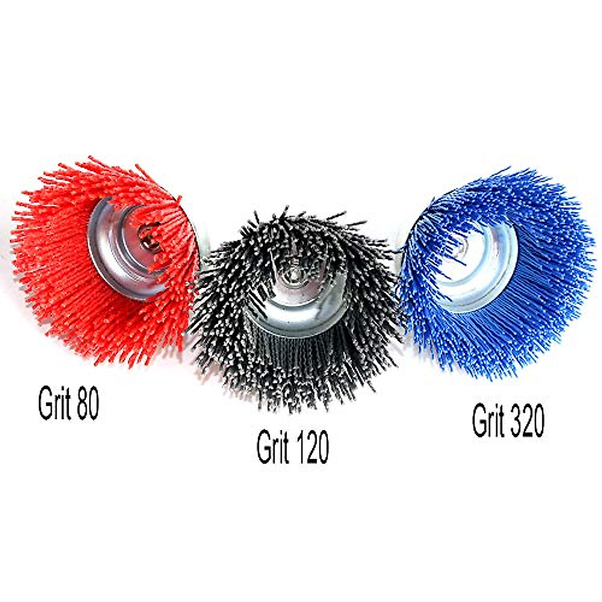 FPPO 3Pcs 3 Inch Assorted Cup Brushes Abrasive Wire Nylon Cup Brush for Drill,Grit 80 120 320 with 1/4" Shank