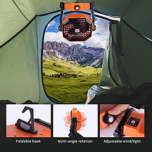 Outdoor Camping Fan with LED Lantern and Hook, Small Personal USB Desk Fan Portable Rechargeable Battery Operated Fan,Fan for Tent Camping,Cordless Travel Fan Office,Home,Table,Bedroom Traveling