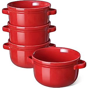LE TAUCI Pasta Bowls 45 Oz+ Soup Bowls with Handles 28 Oz, Red