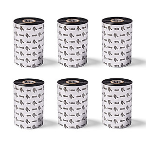 Zebra Standard Black Wax Ribbon for Industrial Thermal Transfer Printers 4.33 in Wide 1476 ft Long 1 in Core 6 Rolls 10031729SP