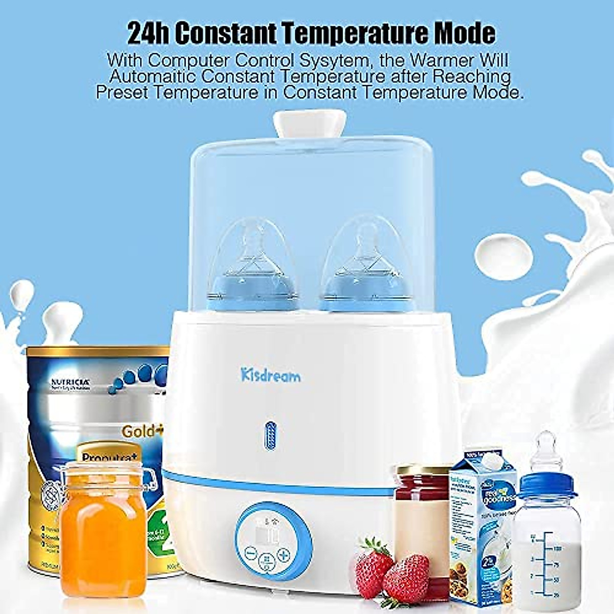 Baby Bottle - Baby Bottle Warmer: Double Bottle Warmer Fast Milk Warmer for Breastmilk feeding or Formula with Timer LCD Display Accurate Temperature Control Defrost & Keep Baby Food Heating BPA-Free