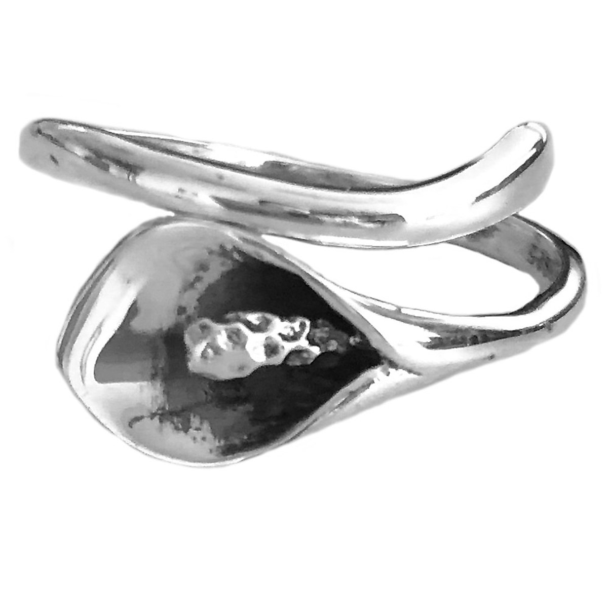 Helen de Lete Vintage 3D Calla Flower 925 Sterling Silver Ring For Women
