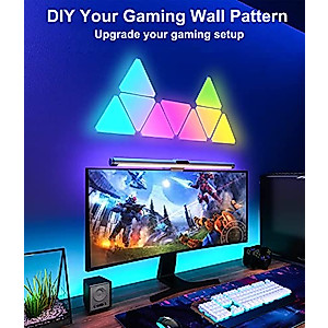 Triangle LED Light Panels, Triangle Lights with 6 Connection Ports, Real RGBIC Gaming Lights for Gaming Setup, Smart Wall Lights for Bedroom App Control Music Sync for Gaming Room Streaming, 6 Pack