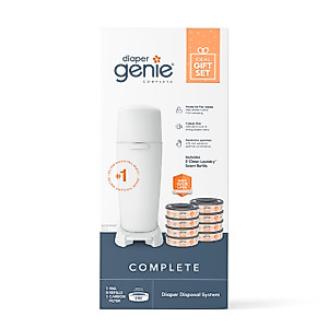 Diaper Genie Registry Gift Set | Includes Diaper Genie Complete Diaper Pail, 8 Refill Bags, 1 Carbon Filter | Perfect Starter Kit