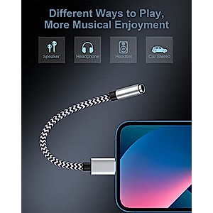 2Pack iPhone Headphone Adapter, [Apple MFi Certified] Lightning to 3.5mm Headphone/Earphone Audio Aux Jack Adapter iPhone Aux Adapter Dongle for iPhone 14 13 12 11 Pro Max Plus Mini XR XS 8 iPad iPod