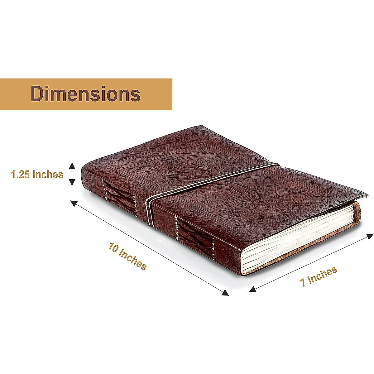 Tree of Life Leather Journal Notebook (180 Pages)- Genuine Leather Antique Vintage Refillable Journals for Men & Women - 7 x 10 Inch Unlined Paper Handmade Travel Writing Dairy, Sketchbook for Drawing